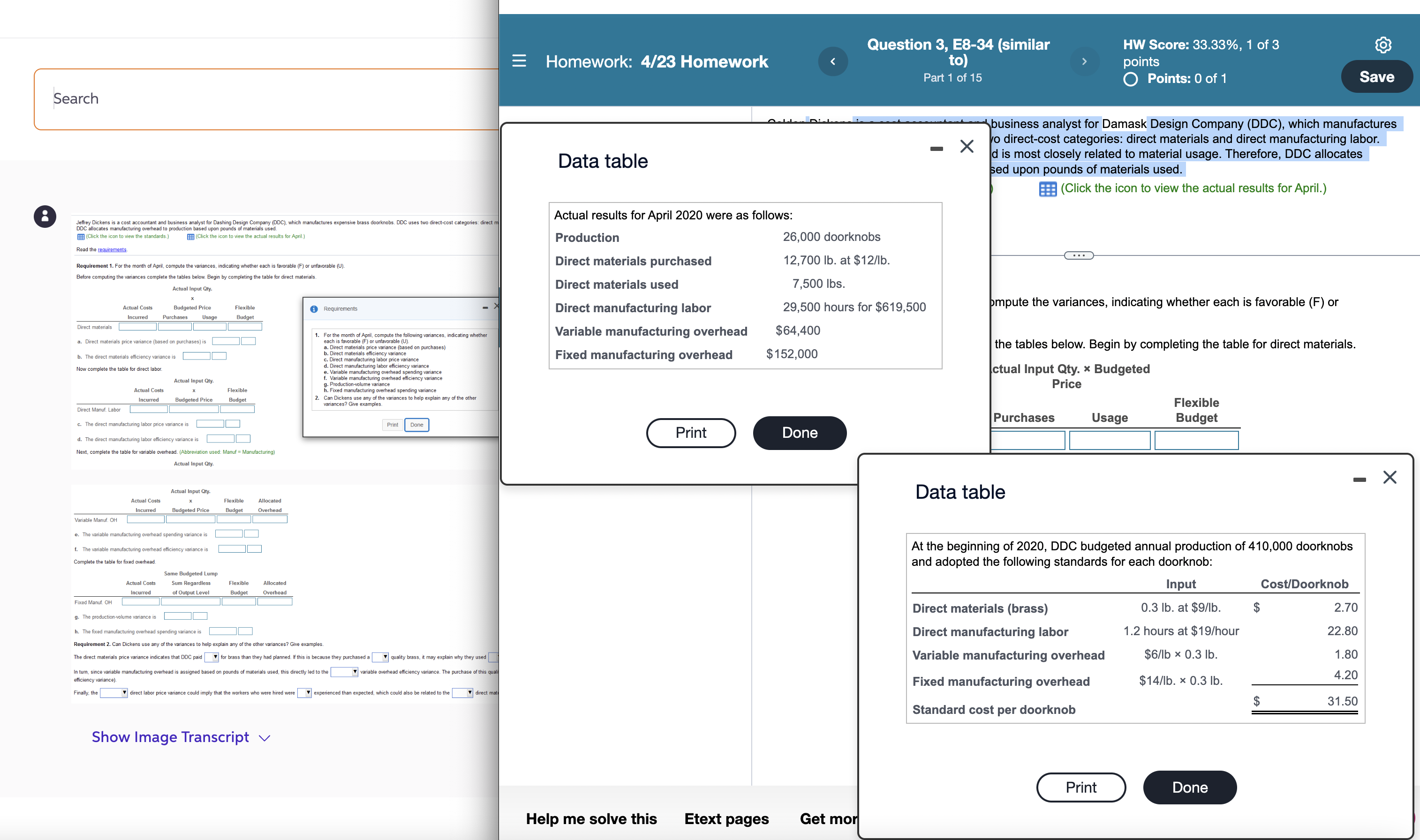 Solved Data tableAt the beginning of 2020, ﻿DDC budgeted | Chegg.com