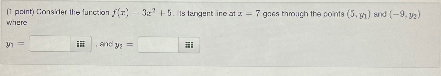 Solved (1 ﻿point) ﻿Consider the function f(x)=3x2+5. ﻿Its | Chegg.com