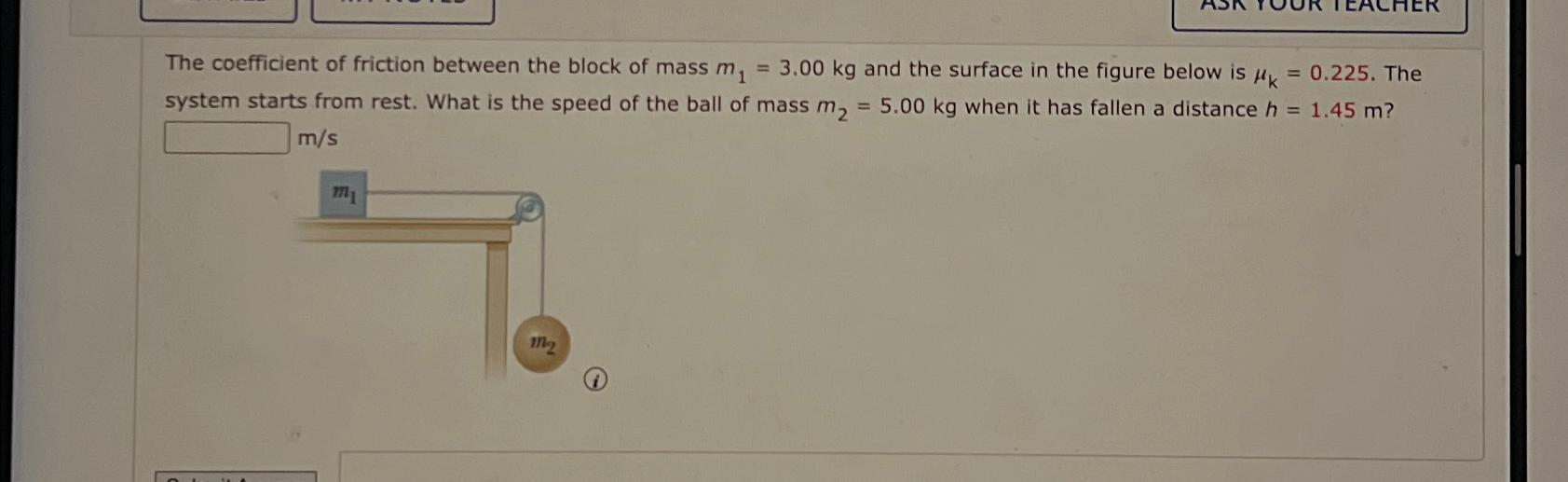 Solved The coefficient of friction between the block of mass | Chegg.com