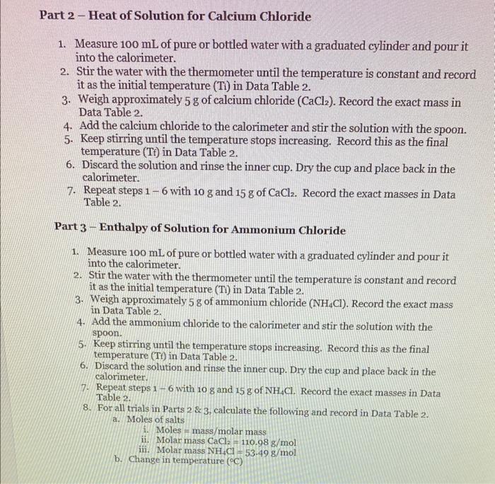 Solved 1. Snow i example calculation of moles of CaCl2. Show | Chegg.com