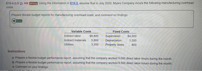 Solved E10.4 (LO 2). AN winies Using the information in | Chegg.com