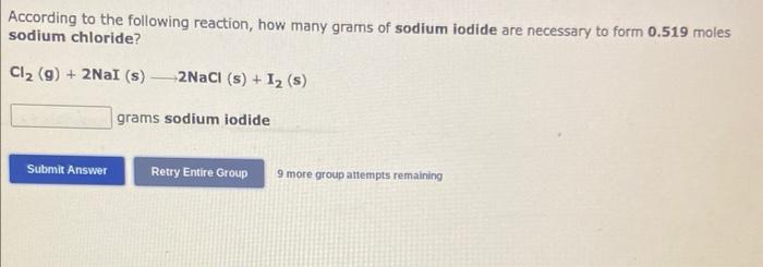 Solved According to the following reaction, how many grams | Chegg.com