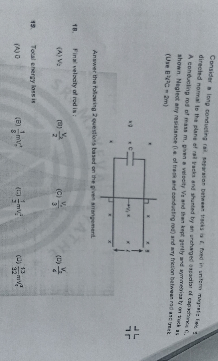 Consider a long conducting rail, separation between | Chegg.com