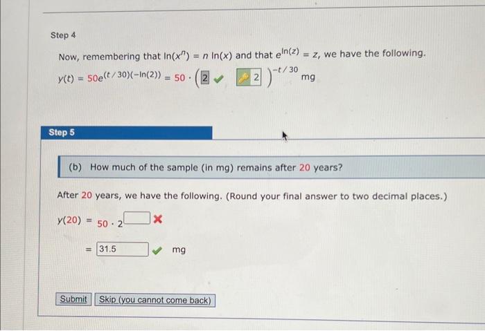 Solved Now, remembering that ln(xn)=nln(x) and that | Chegg.com