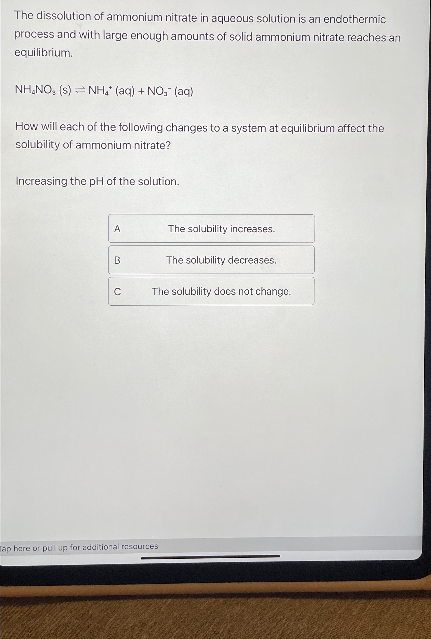 Solved The dissolution of ammonium nitrate in aqueous | Chegg.com