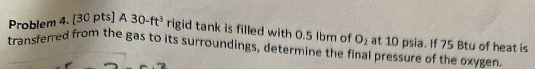 Solved Problem 4. [30 ﻿pts] ﻿A 30-ft3 ﻿rigid tank is filled | Chegg.com
