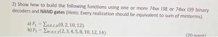 Solved 2) Show how to build the following functions using | Chegg.com