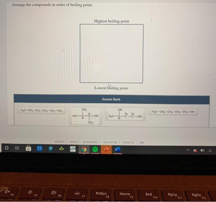 Solved Arrange the compounds in order of boiling point. | Chegg.com