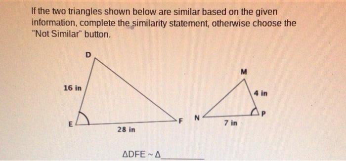 Solved If the two triangles shown below are similar based on | Chegg.com