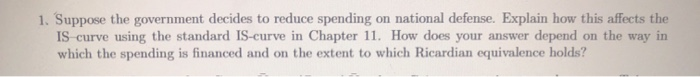 Solved 1. Suppose the government decides to reduce spending | Chegg.com