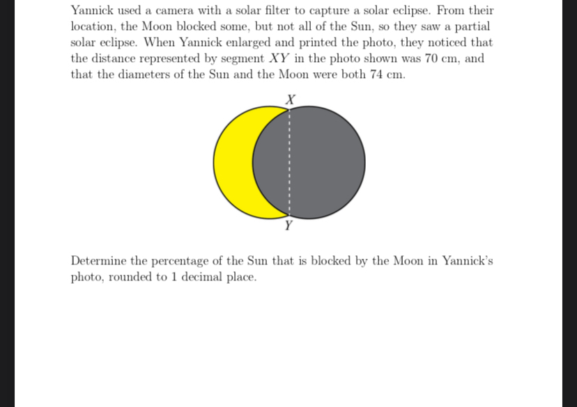 Yannick used a camera with a solar filter to capture | Chegg.com