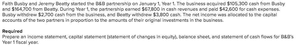 Solved \table[[B&B PARTNERSHIP],[Capital Statement],[For the | Chegg.com