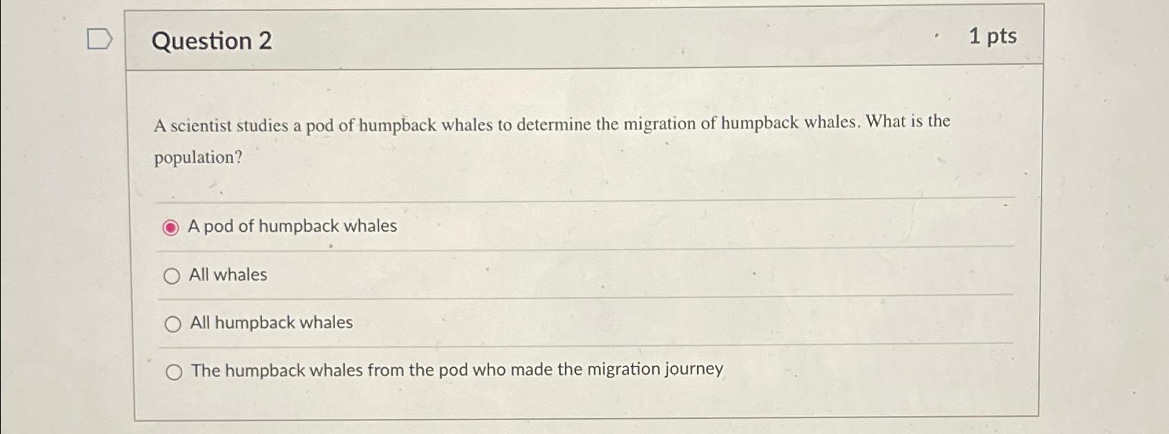 Solved Question 21ptsA scientist studies a pod of humpback | Chegg.com