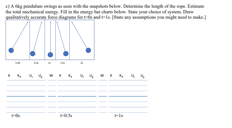 Solved c) ﻿A 6kg ﻿pendulum swings as seen with the snapshots | Chegg.com
