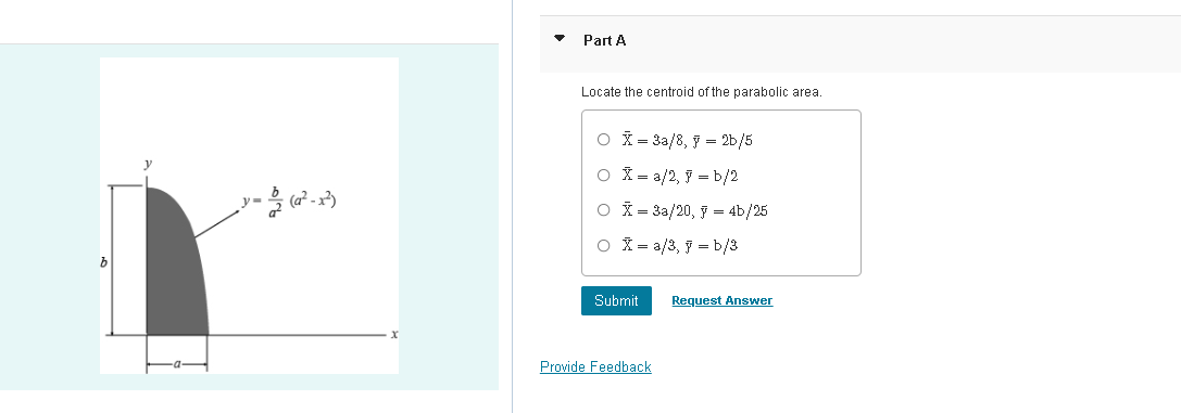Solved Part ALocate the centroid of ﻿the parabolic | Chegg.com