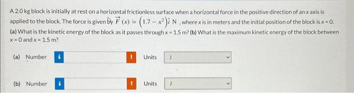 Solved A 2.0 kg block is initially at rest on a horizontal | Chegg.com
