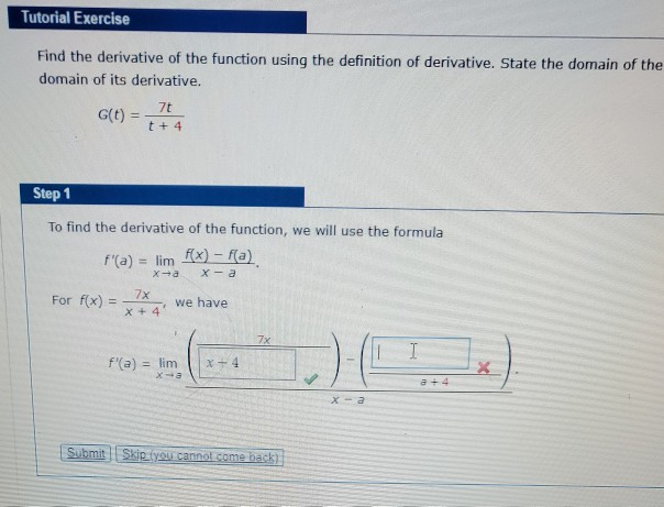 Solved Tutorial Exercise Find the derivative of the function | Chegg.com