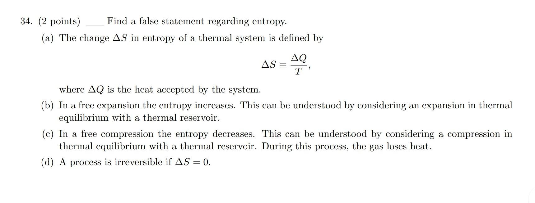 Solved 34. (2 points) Find a false statement regarding | Chegg.com