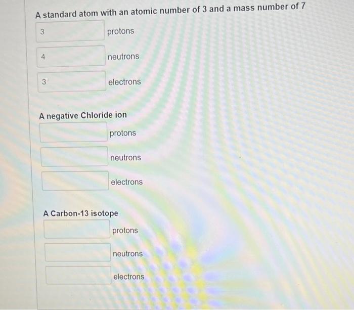 Solved A standard atom with an atomic number of 3 and a mass | Chegg.com