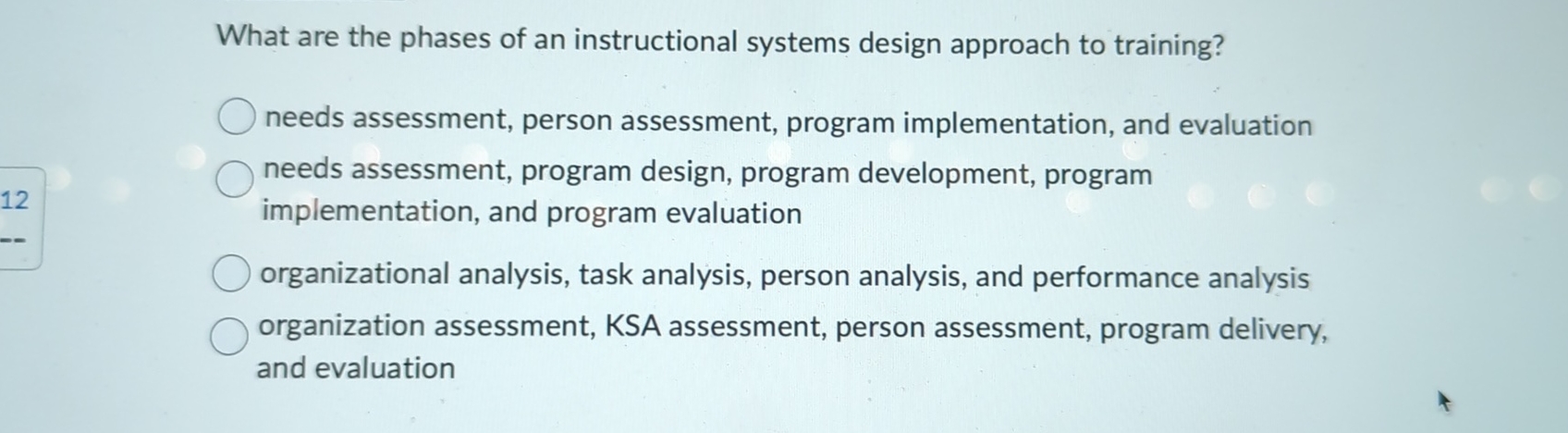 Solved What are the phases of an instructional systems | Chegg.com