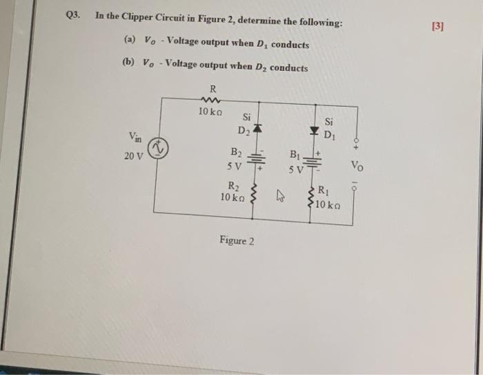 Solved Q3. In the Clipper Circuit in Figure 2, determine the | Chegg.com