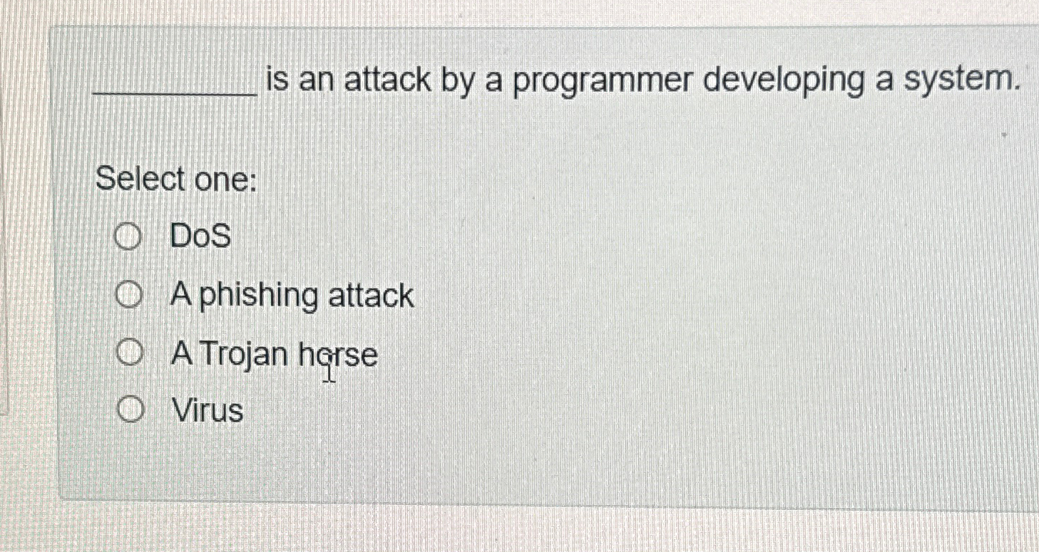 Solved is an attack by a programmer developing a | Chegg.com