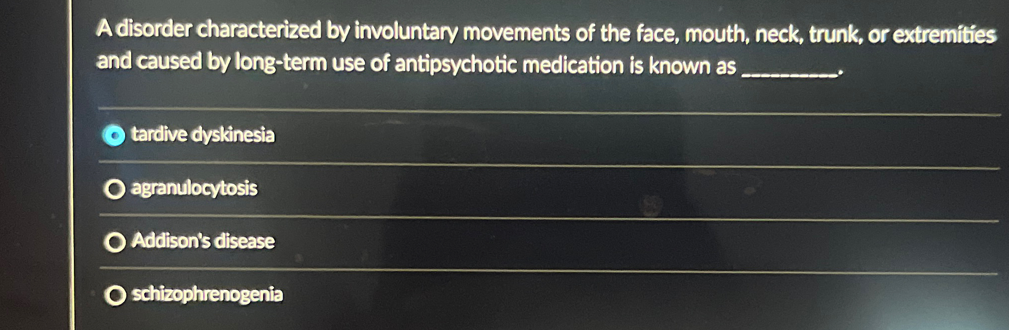 Solved A disorder characterized by involuntary movements of | Chegg.com