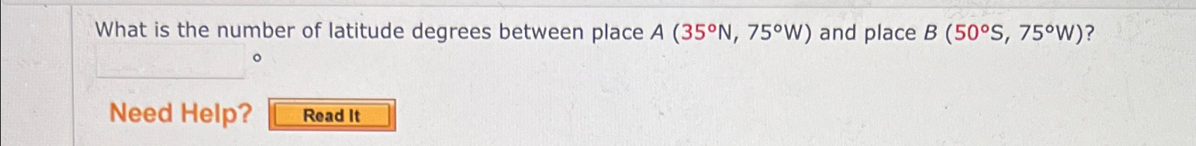 Solved What is the number of latitude degrees between place | Chegg.com