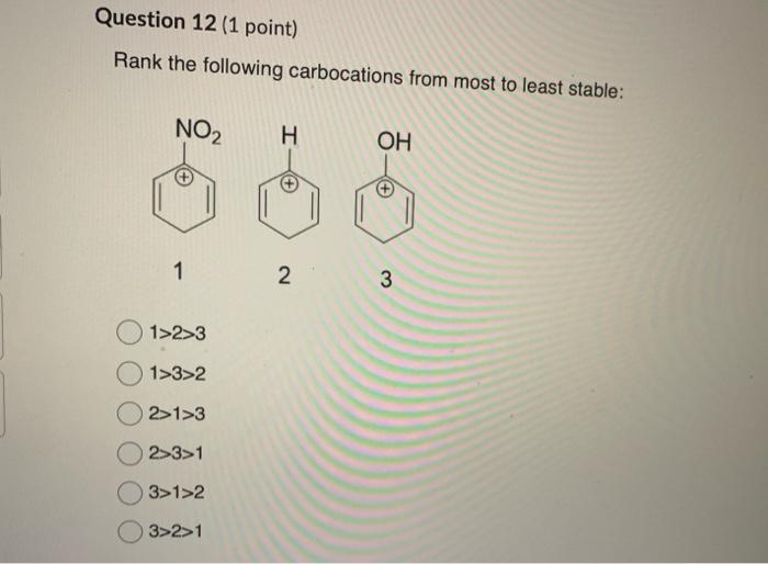 Solved Rank the following carbocations from most to least | Chegg.com