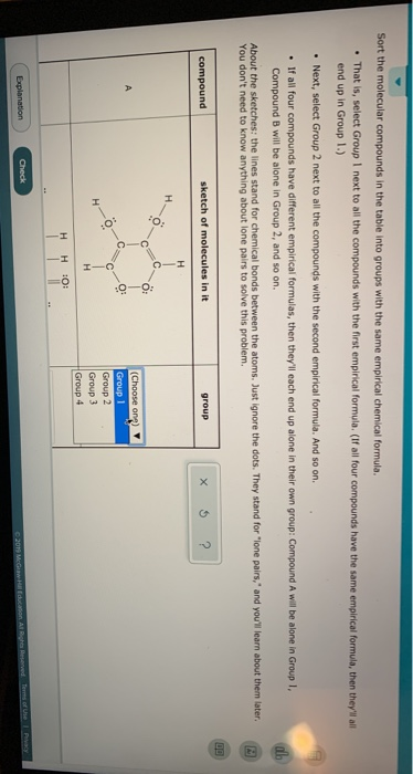 Solved Sort the molecular compounds in the table into groups | Chegg.com
