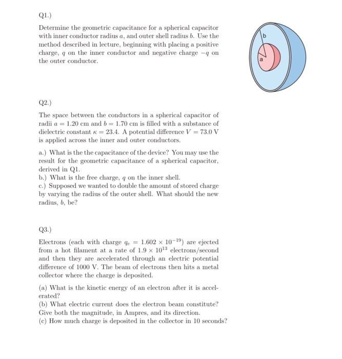 Solved Q1.) Determine the geometric capacitance for a | Chegg.com