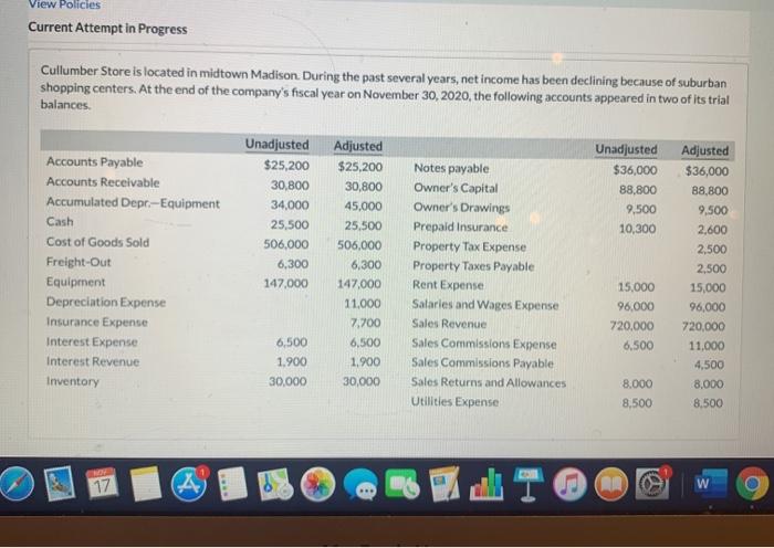 Solved View Policies Current Attempt in Progress Cullumber | Chegg.com