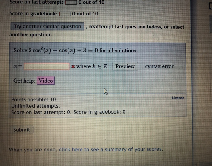 Solved Score on last attempt: 0 out of 10 Score in | Chegg.com