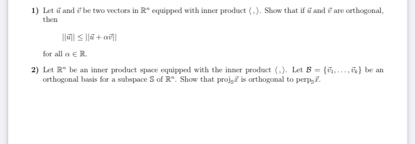Solved Let vec(u) ﻿and vec(v) ﻿be two vectors in Rn | Chegg.com