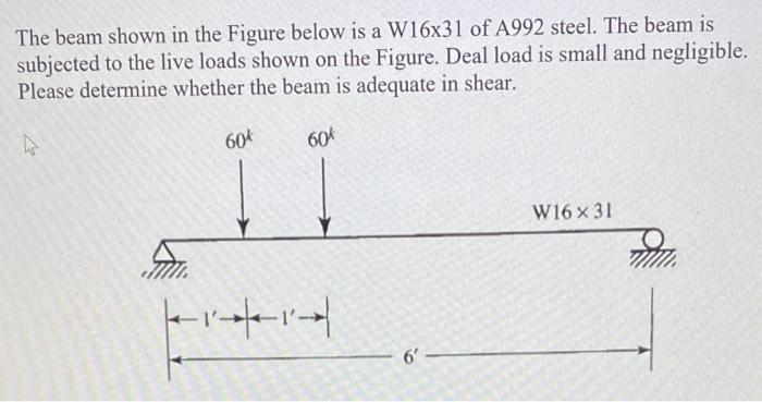 Solved The beam shown in the Figure below is a W16x31 of | Chegg.com