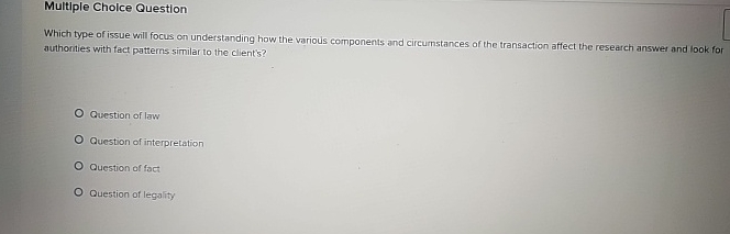 Solved Multiple Cholce QuestionWhich type of issue will | Chegg.com