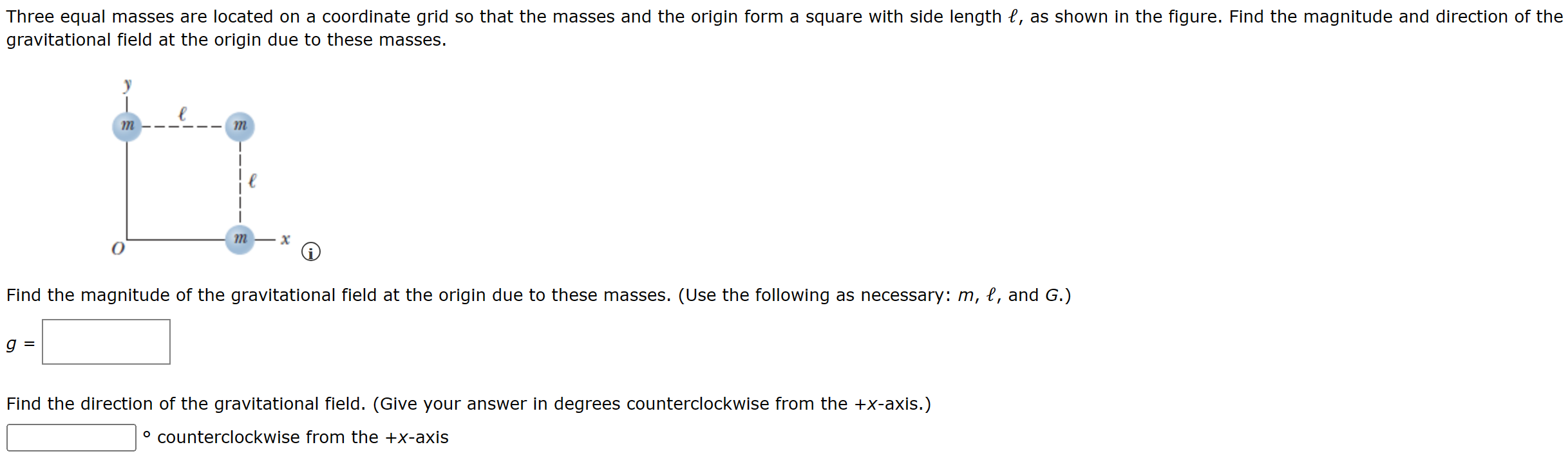 Solved Three equal masses are located on a coordinate grid | Chegg.com