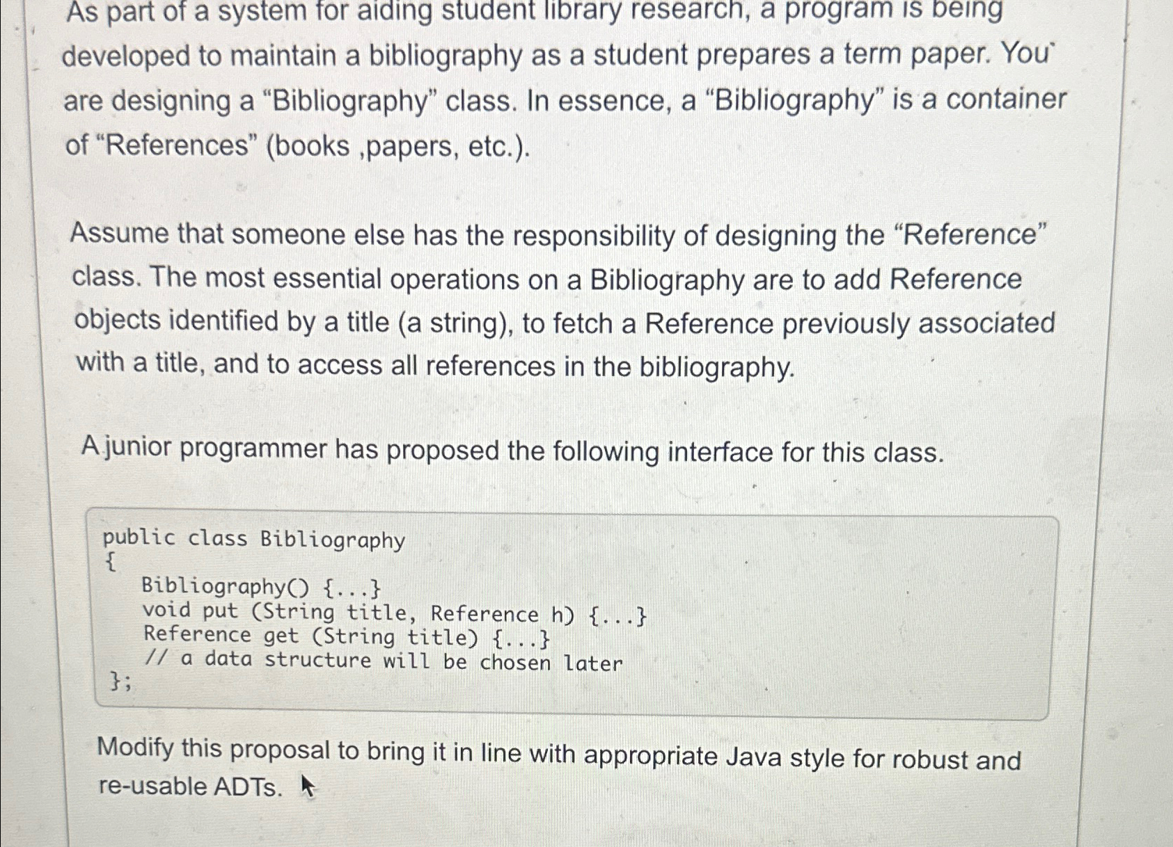 Solved As part of a system for aiding student library | Chegg.com