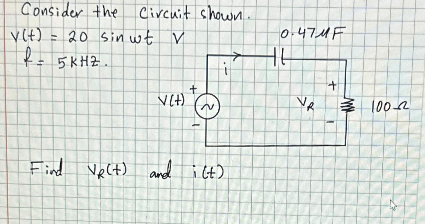 Solved Consider the Circuit shown.Find vR(t) ﻿and i(t) | Chegg.com