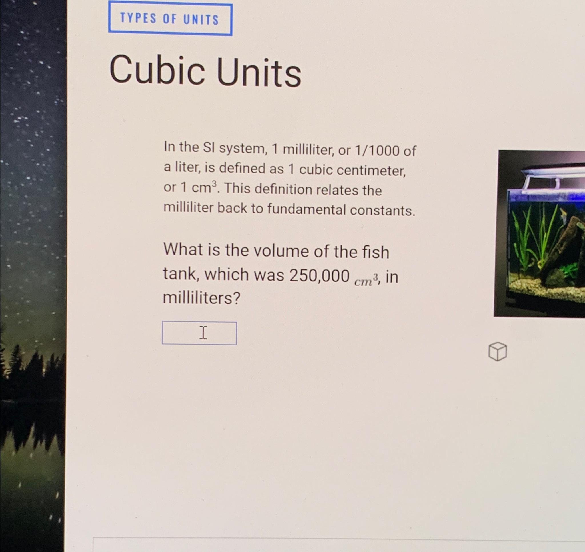 Solved TYPES OF UNITSCubic UnitsIn the SI system, 1 | Chegg.com