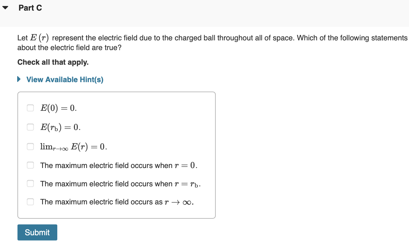 Solved Let E(r) ﻿represent the electric field due to the | Chegg.com