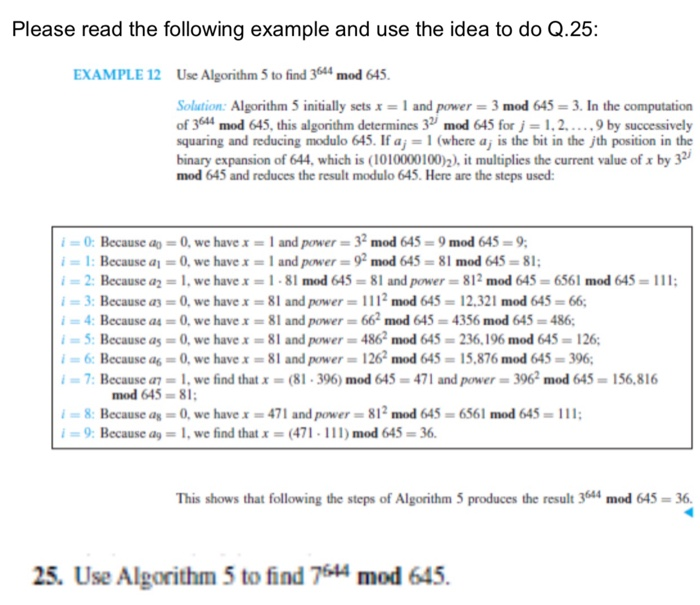 Solved Please Read The Following Example And Use The Idea To