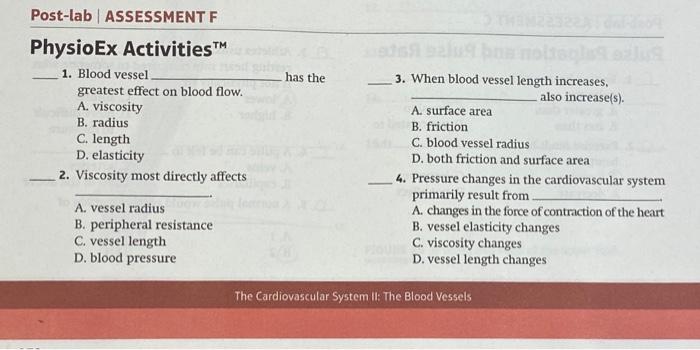 Solved has the Post-lab | ASSESSMENT F PhysioEx Activities™ | Chegg.com