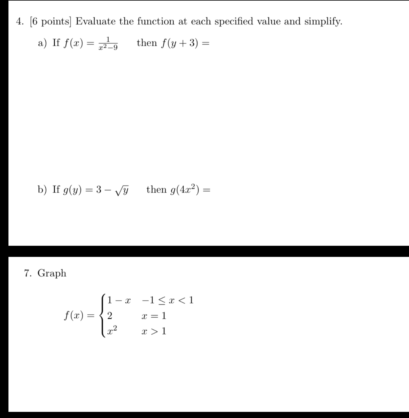 Solved [6 ﻿points] ﻿Evaluate the function at each specified | Chegg.com