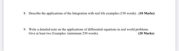 Solved 8. Describe the applications of the Integration with | Chegg.com