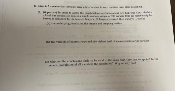 Solved Short-Answers-Instructions: Give a brief answer to | Chegg.com