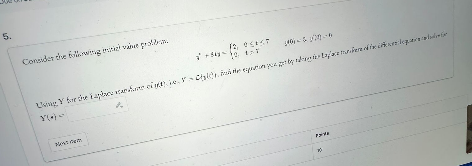 Solved Consider the following initial value problem:Using Y | Chegg.com