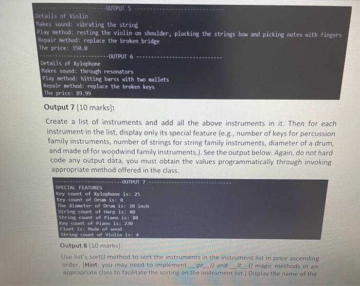 Solved Musical Instruments Design and implement the | Chegg.com