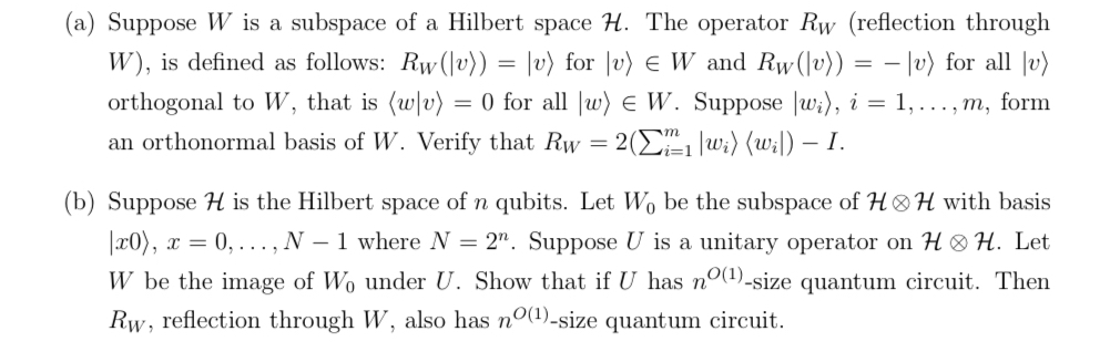 Solved (a) ﻿Suppose W ﻿is a subspace of a Hilbert space H. | Chegg.com
