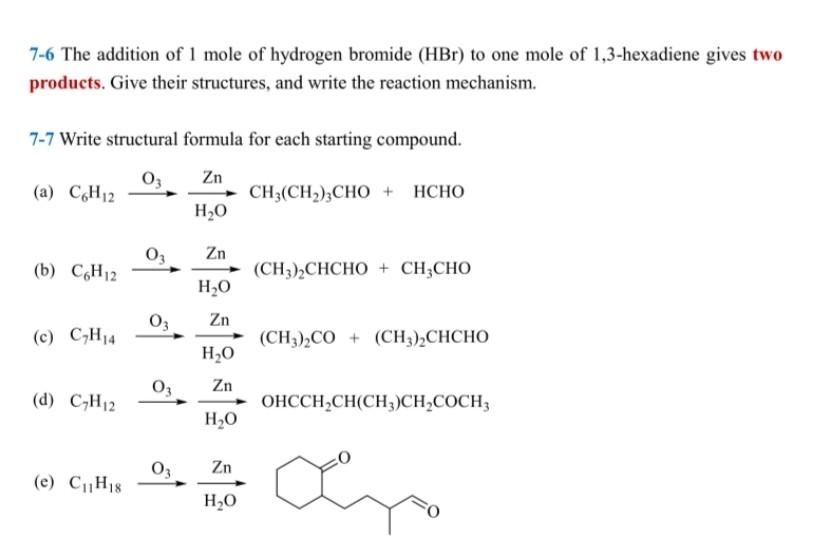 Solved 7-6 The addition of 1 mole of hydrogen bromide (HBr) | Chegg.com